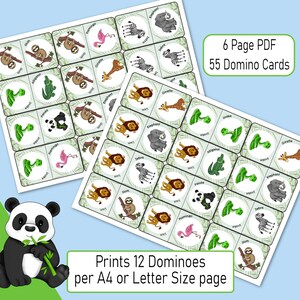 Zoo Dominoes - A Fun Printable Wild Jungle Animal Matching Game for ...