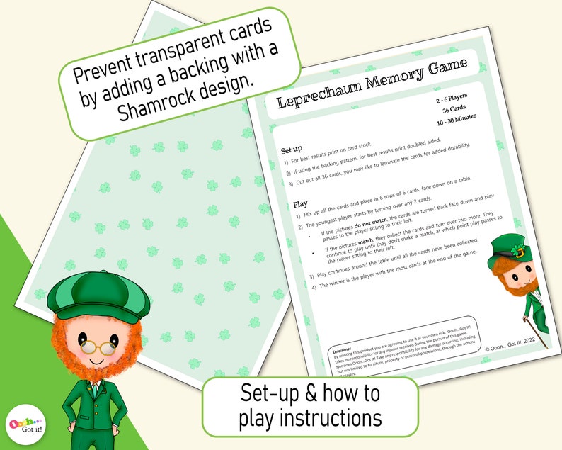 St Patrick's Day Memory Card Game, a Printable Leprechaun Picture ...