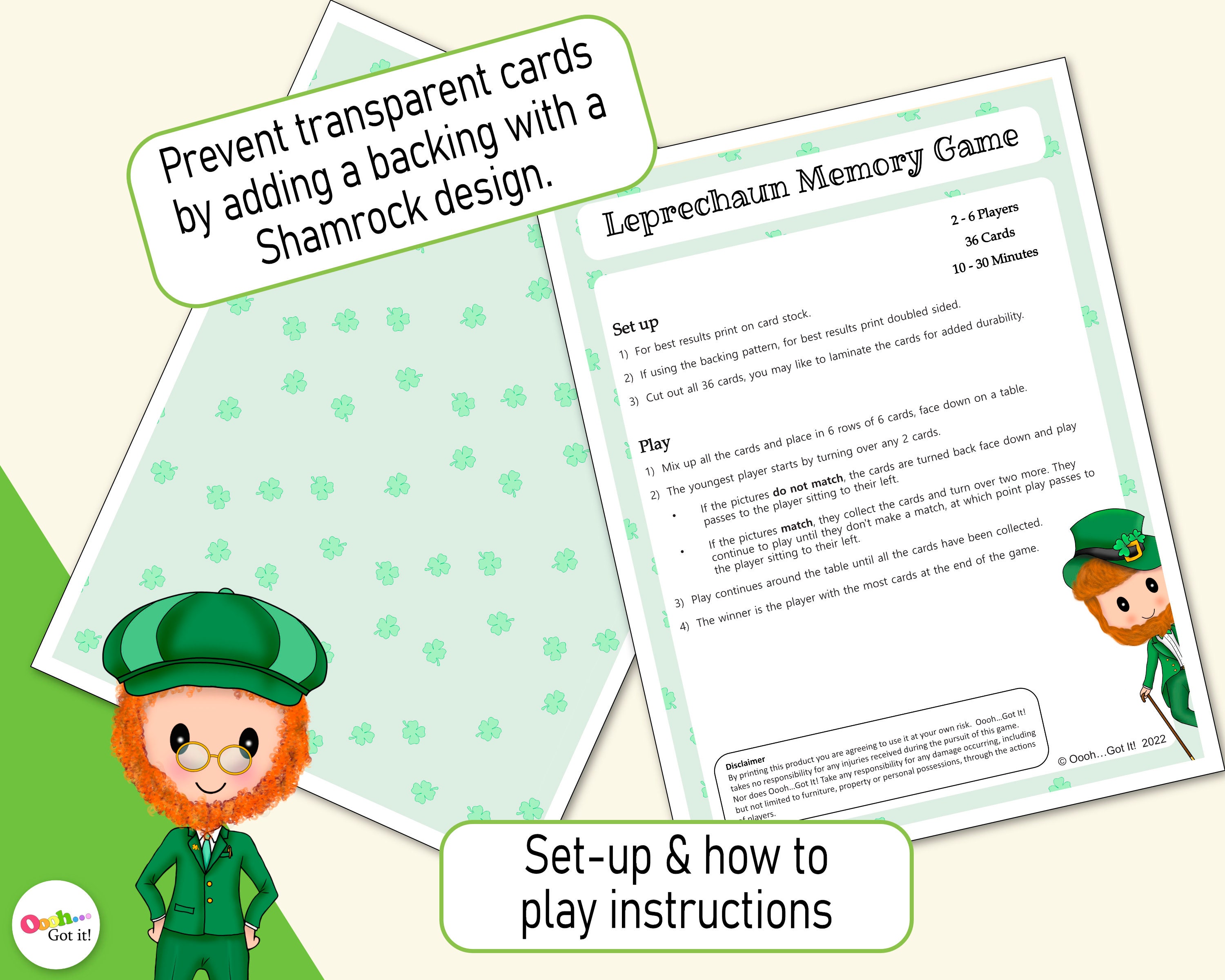 St Patrick's Day Memory Card Game, a Printable Leprechaun Picture ...