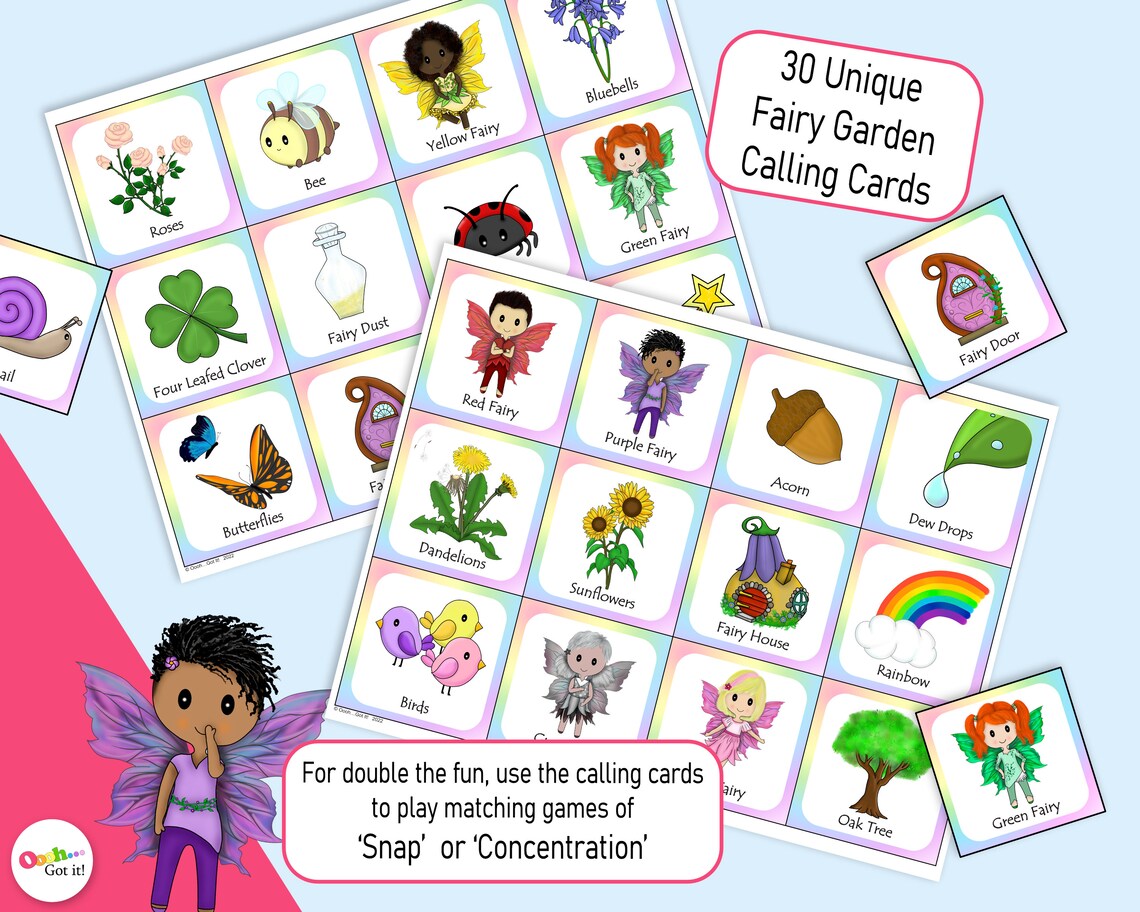 Fairy Bingo, a Printable Rainbow Kids Activity, Party Game for a Rainy ...