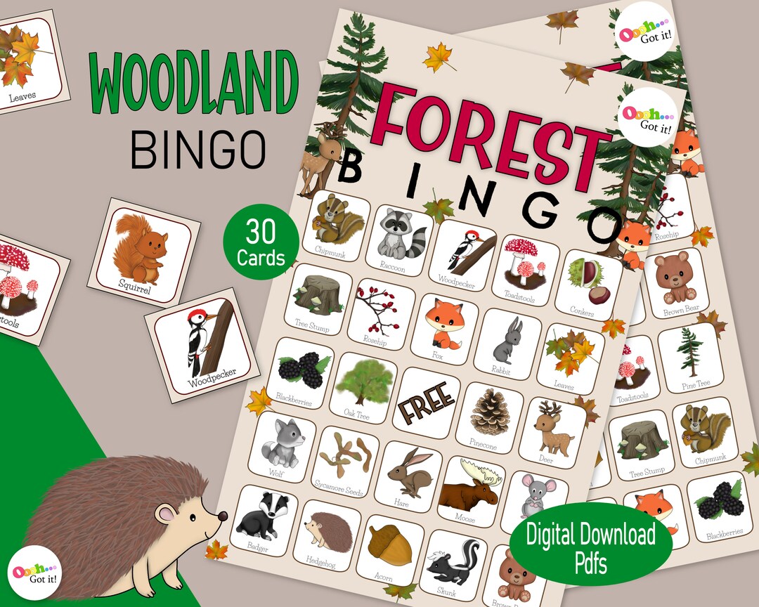 Woodland Animal Bingo Cards, a Printable Autumn Forest Game, for a ...