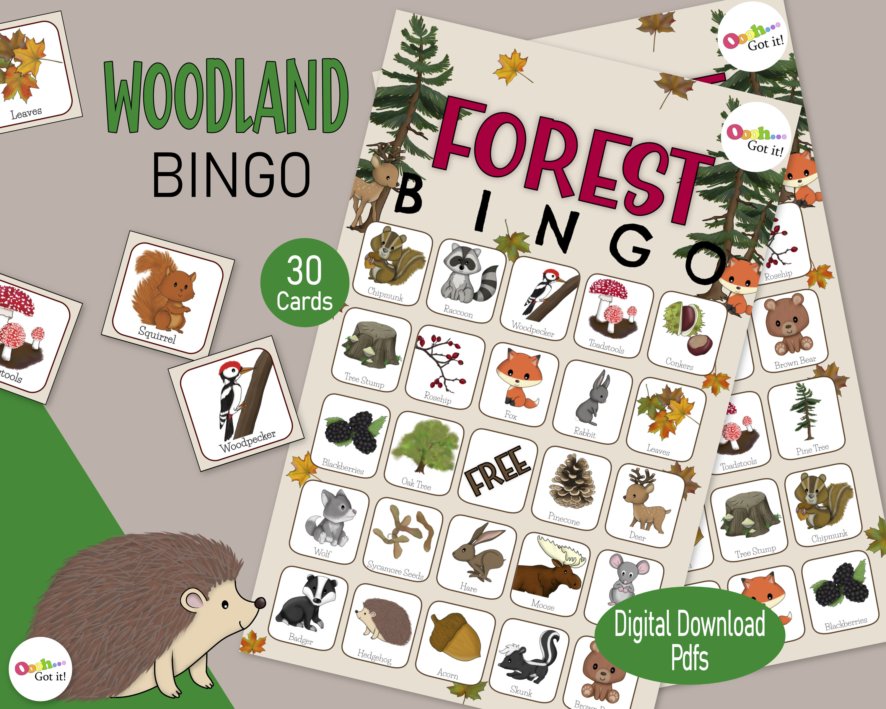 Woodland Animal Bingo Cards, a Printable Autumn Forest Game, for a ...