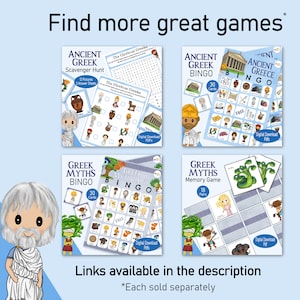 Ancient Greek Memory Game, a Printable Greek History Card Game, for a ...