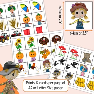 Scarecrow Memory Card Game, a Printable Fall Harvest Picture Matching ...