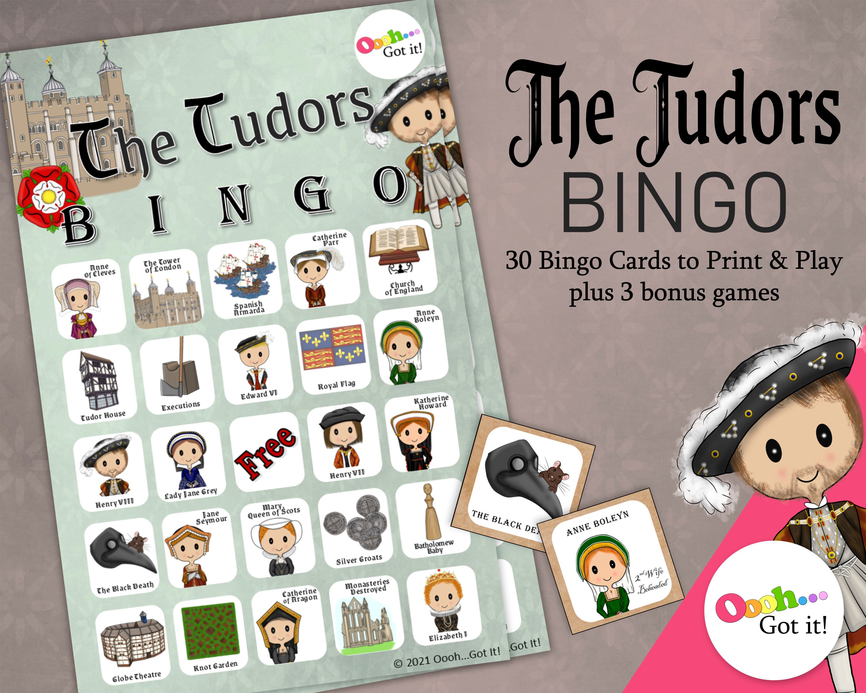 The Tudors Bingo a British History Game Featuring Henry VIII - Etsy UK