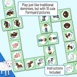 Farm Animals Dominoes, a Printable Farmyard Game Party Favor, or Gift ...