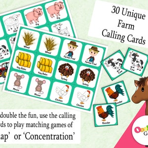 Farm Animals Bingo a Printable Farmyard Kids Game 30 Cards | Etsy
