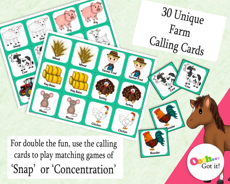 Farm Animals Bingo a Printable Farmyard Kids Game 30 Cards | Etsy Farm Animals Bingo a Printable Farmyard Kids Game 30 Cards | Etsy