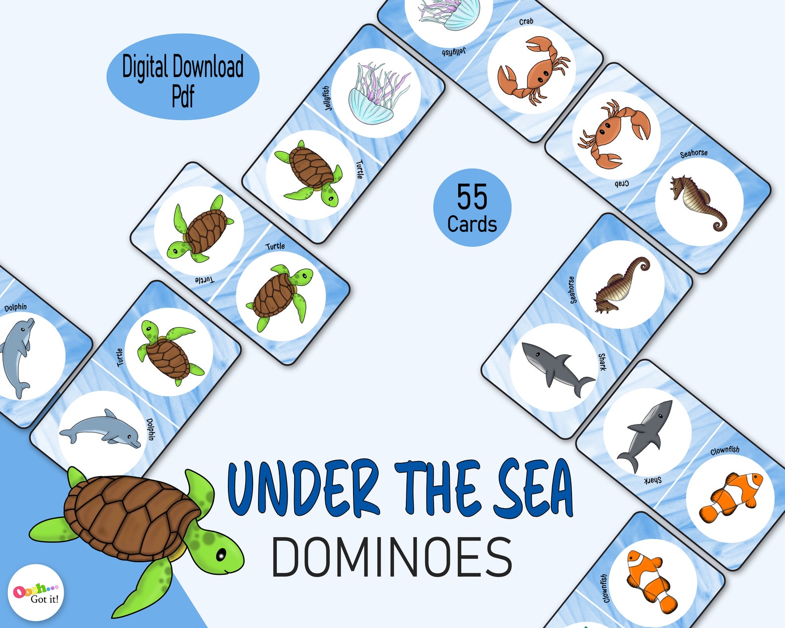 Under the Sea Dominoes, a Printable Ocean Party Favor, Summer Birthday ...