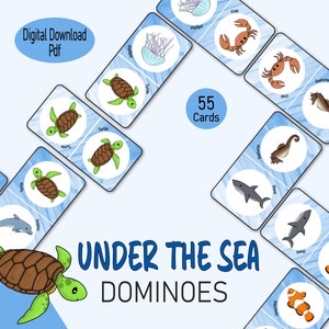 Under the Sea Dominoes, a Printable Ocean Party Favor, Summer Birthday ...
