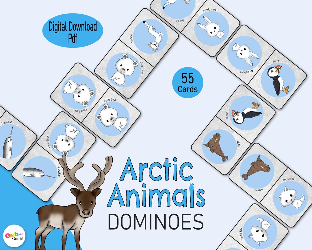 Arctic Animal Dominoes a Printable Kids Picture Game a - Etsy