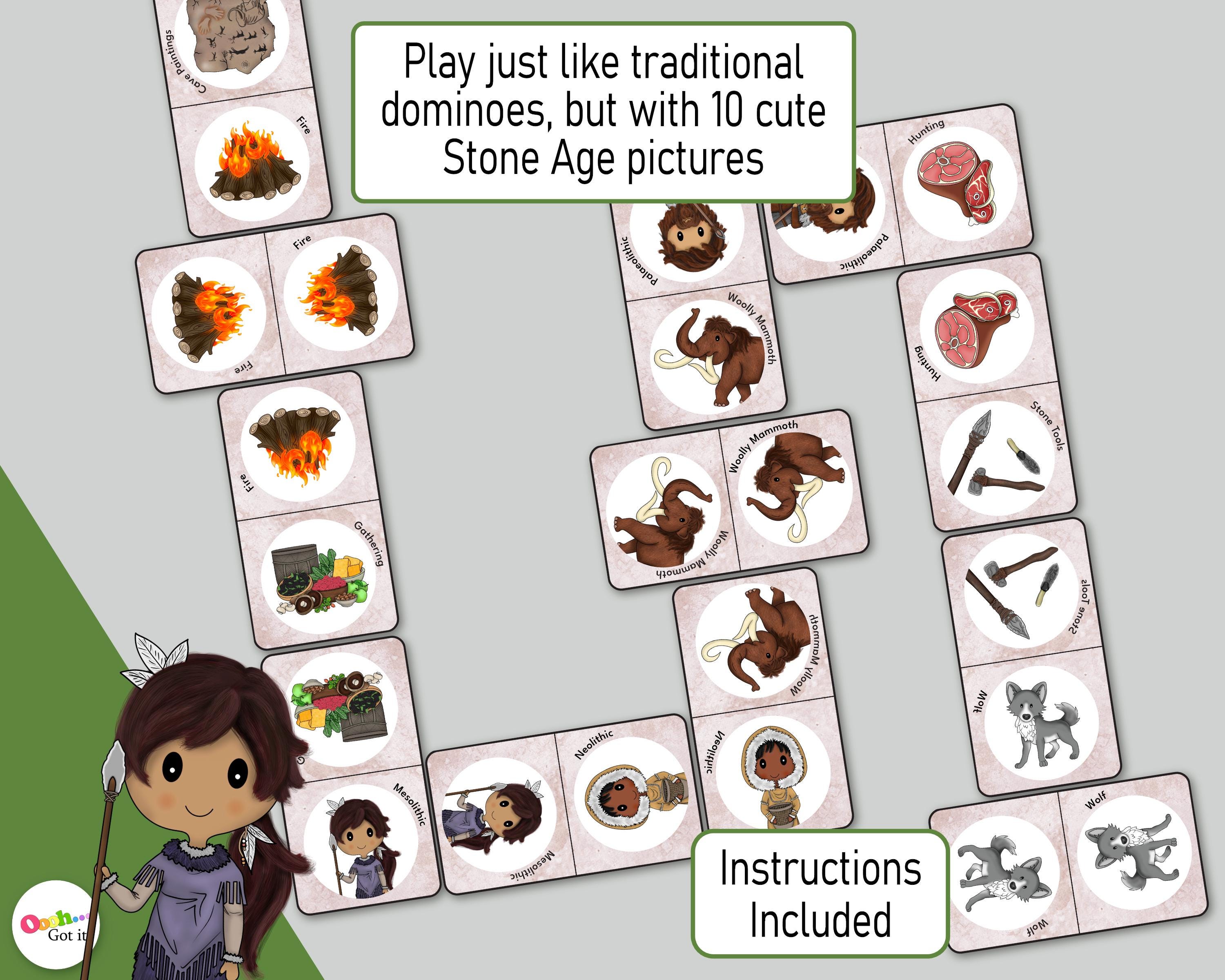 Stone Age Dominoes, a Printable Prehistoric Picture Matching Activity ...