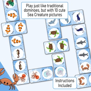 Under the Sea Dominoes, a Printable Ocean Party Favor, Summer Birthday ...