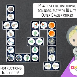 Outer Space Dominoes a Printable Alien Kids Activity Game | Etsy
