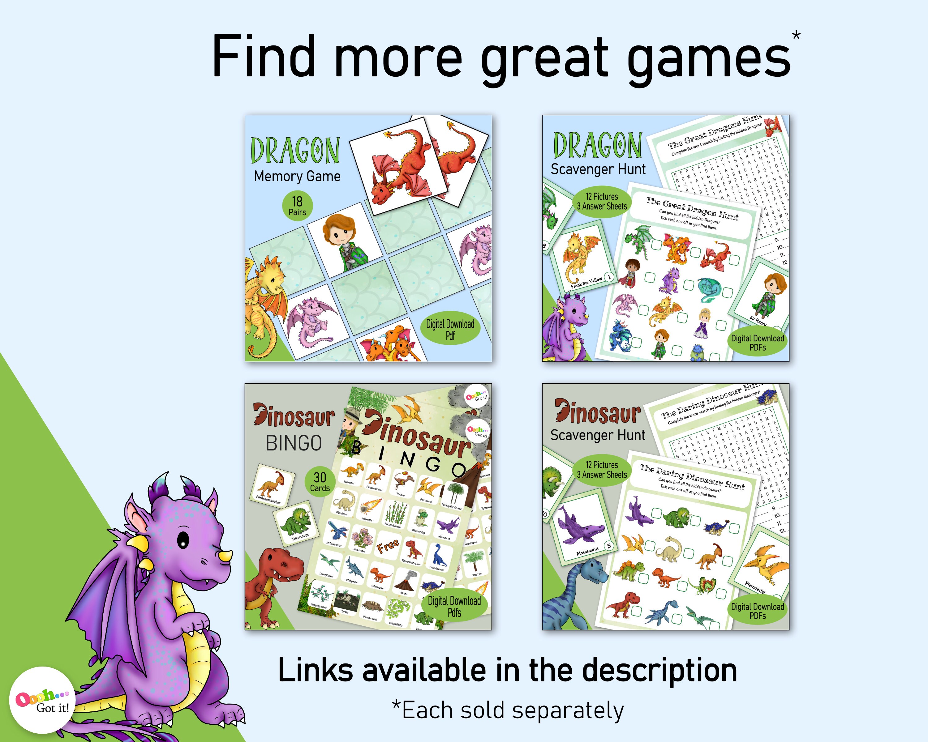 Dragons Bingo 30 Printable Bingo Cards a Fantasy Dragon & - Etsy UK