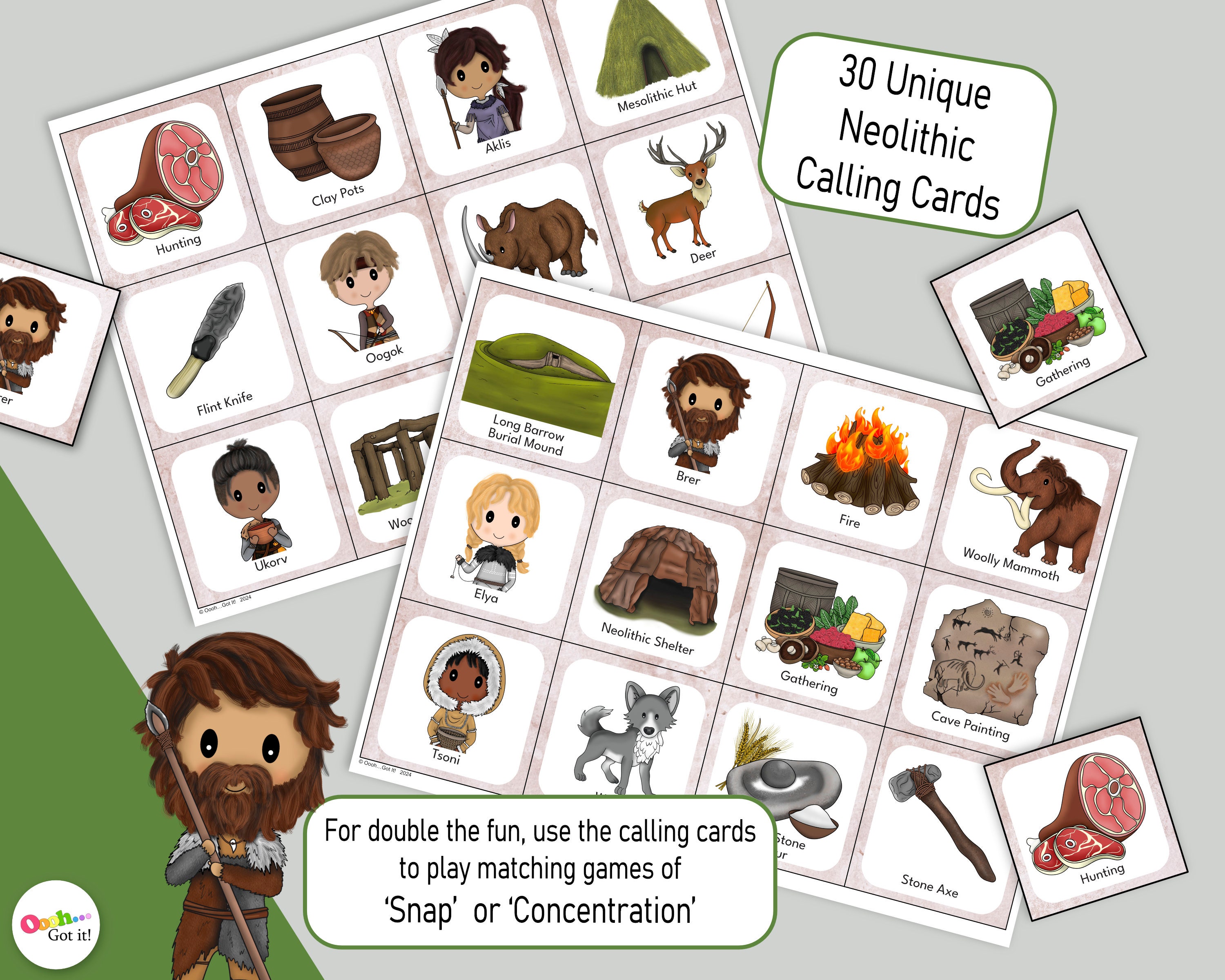 Stone Age Bingo Cards, a Printable Prehistoric Party Game, Kids ...