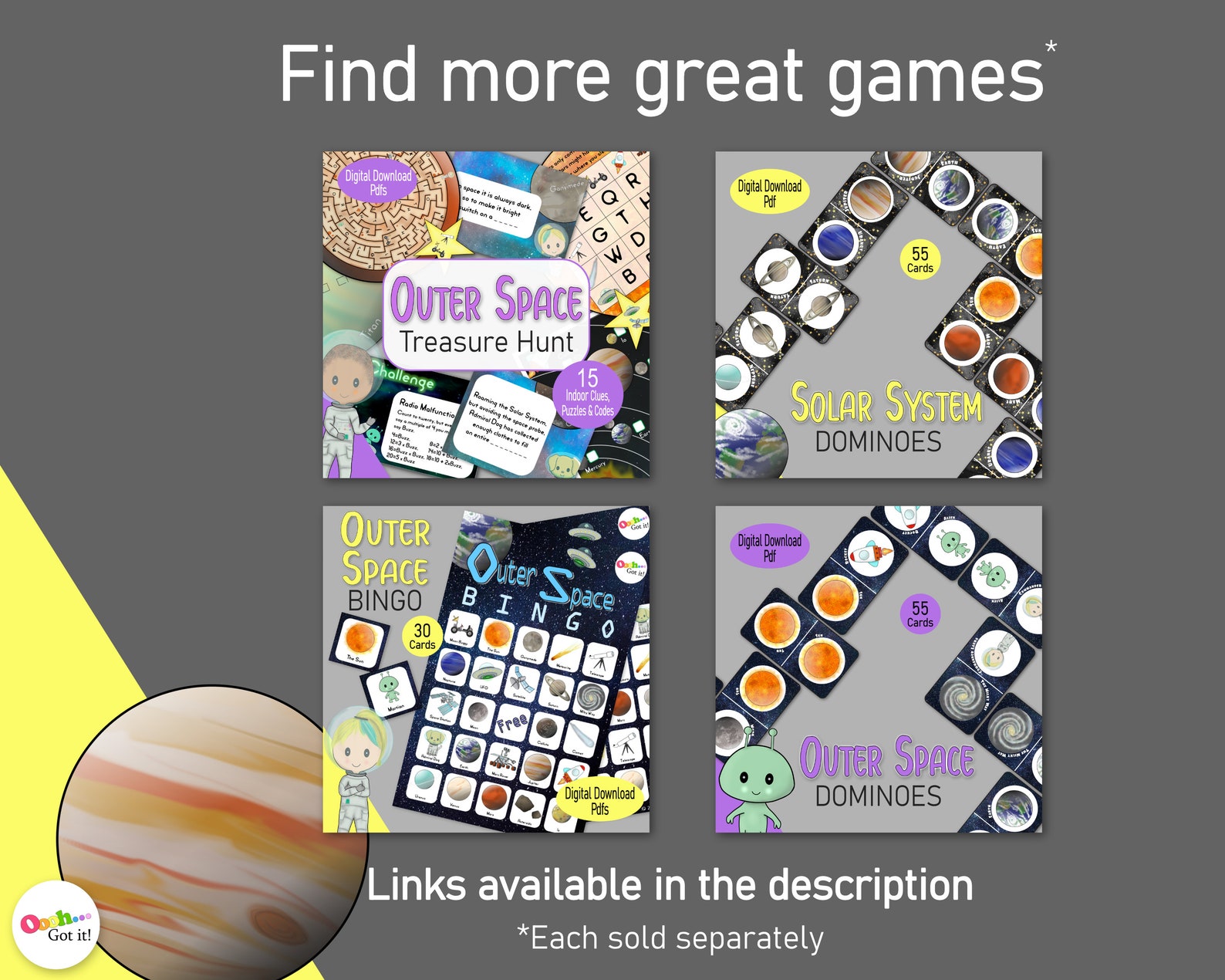 Solar System Dominoes, a Printable Picture Matching, Space Game for ...