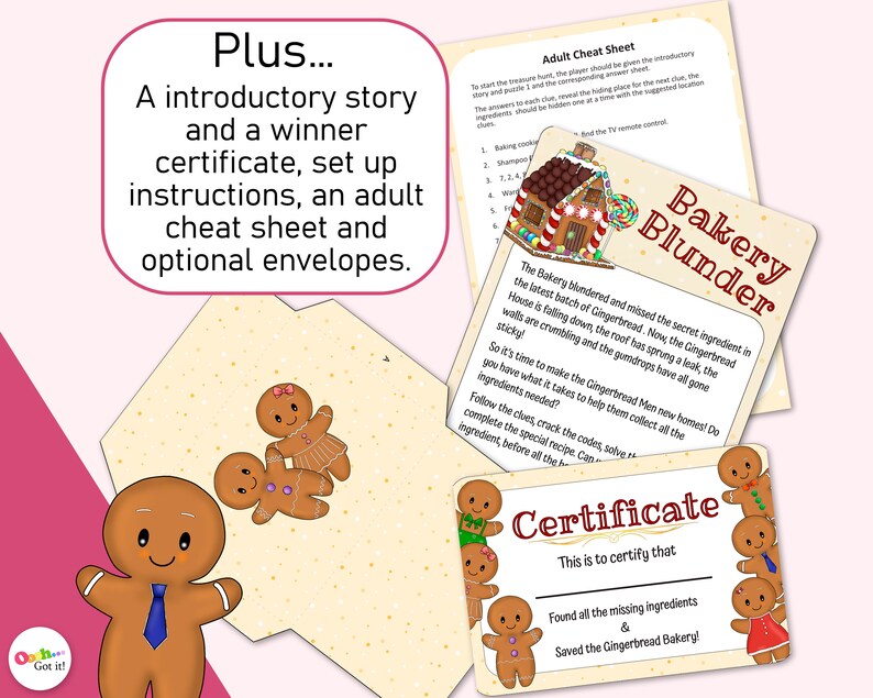 Gingerbread Man Treasure Hunt, a Cute Printable Kids Festive Baking ...