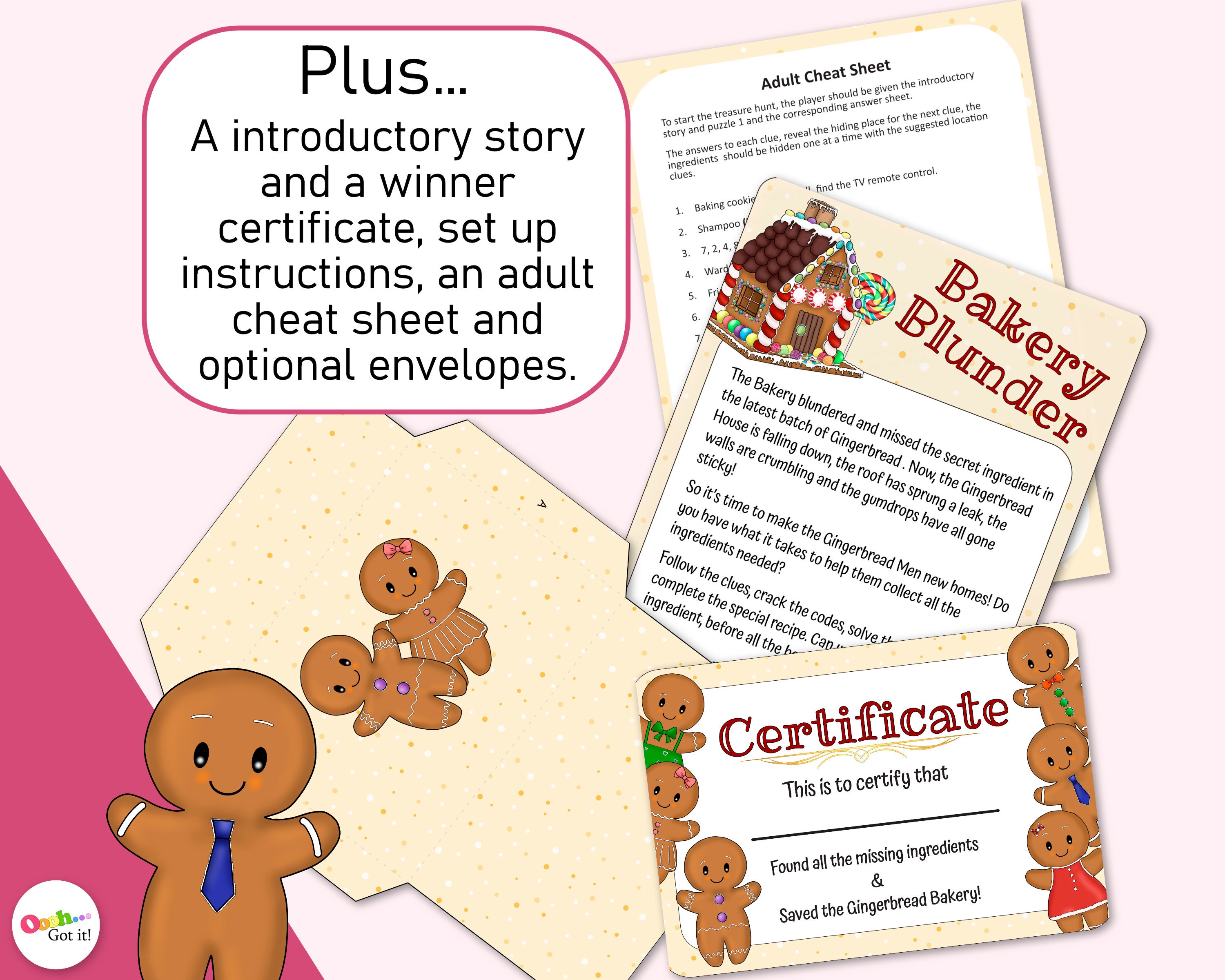 Gingerbread Man Treasure Hunt, a Cute Printable Kids Festive Baking ...
