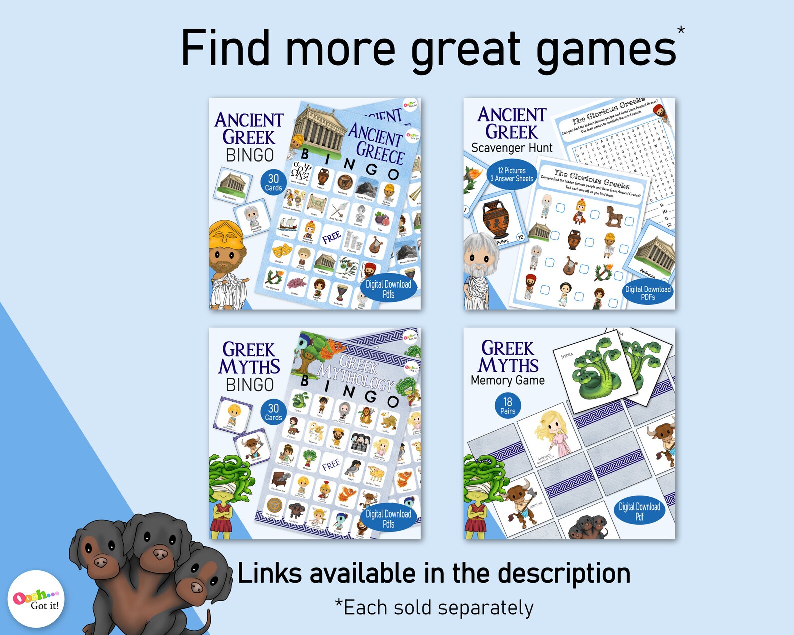 Greek Mythology Scavenger Hunt, a Printable Ancient Greece Picture Game ...