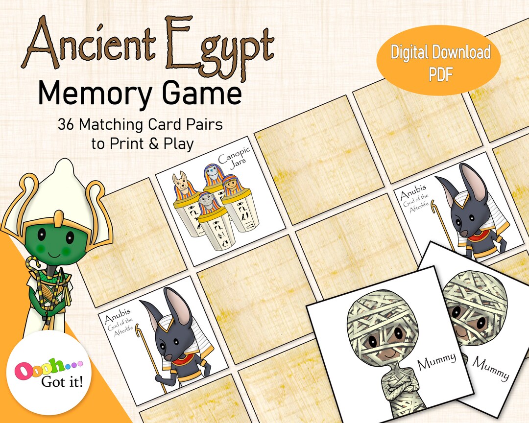 Ancient Egypt Memory Card Game a Printable Egyptian Picture - Etsy