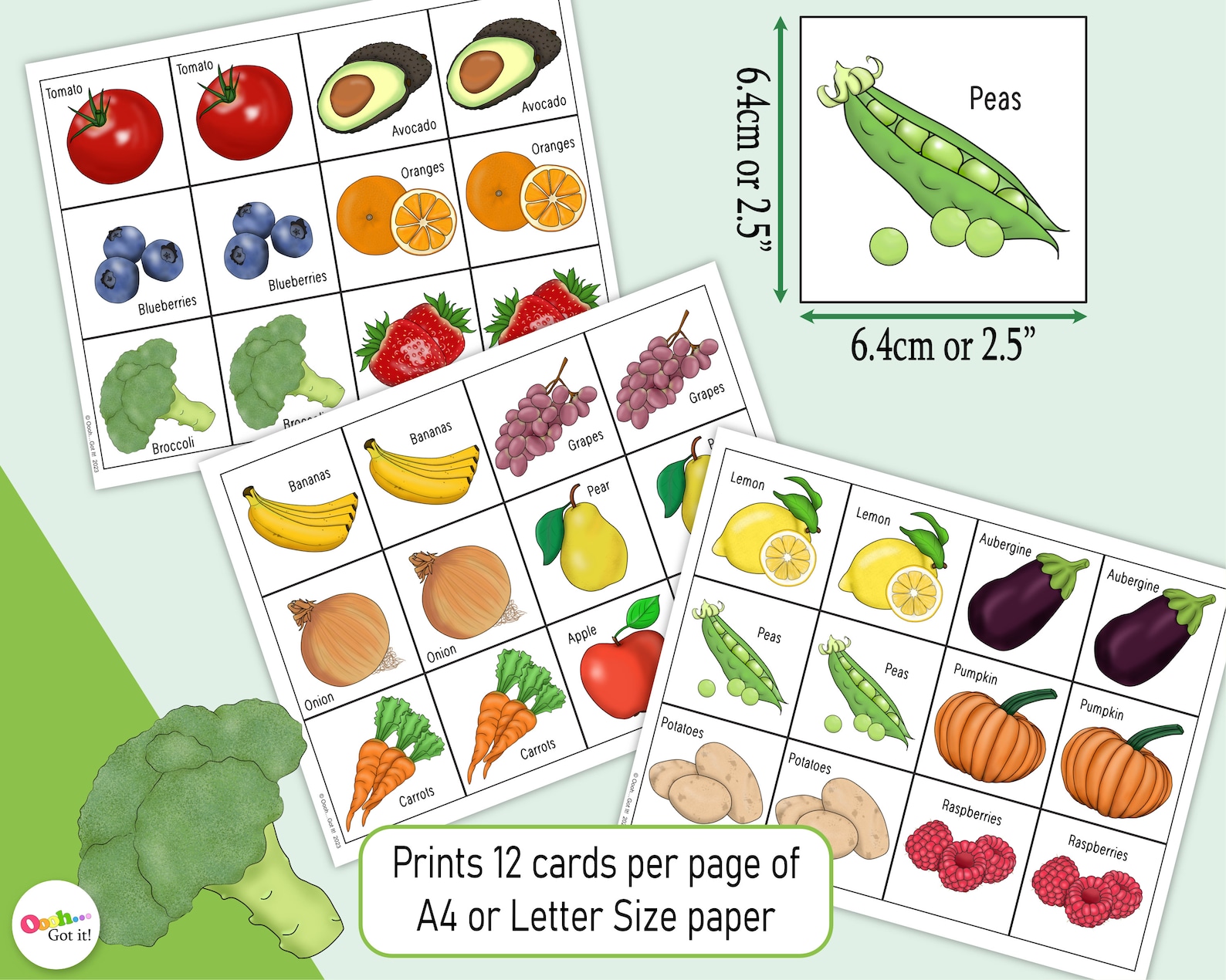 Fruit & Vegetable Memory Game, a Greengrocer, Farmers Market, Healthy ...