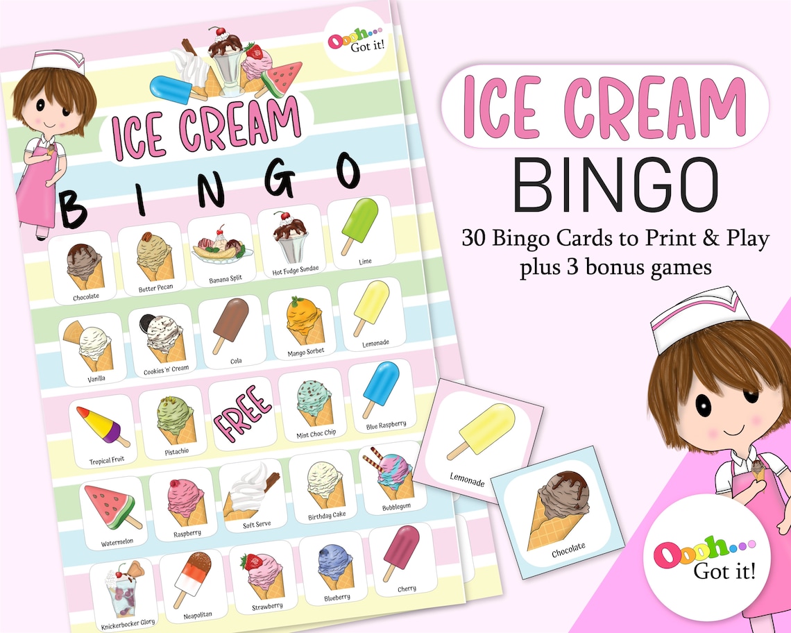 Ice Cream Bingo a Printable Sweet Party Game a Summer Fun - Etsy UK