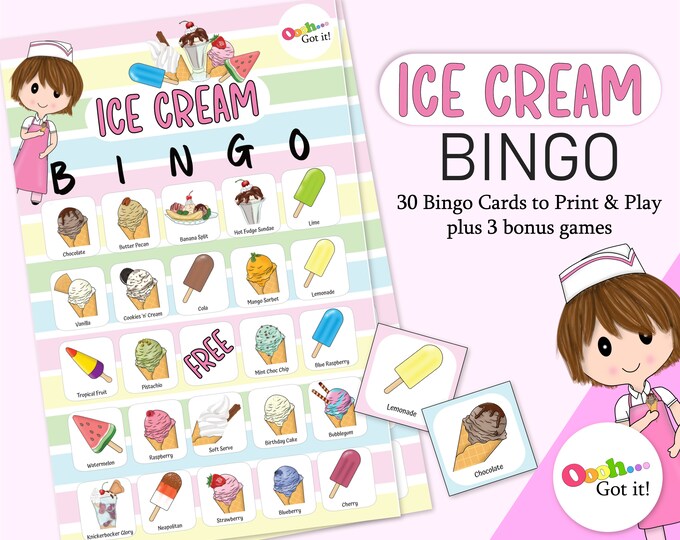 Ice Cream Bingo a Printable Sweet Party Game a Summer Fun - Etsy