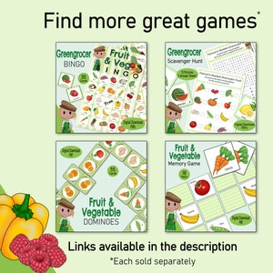 Fruit & Vegetable Memory Game, a Greengrocer, Farmers Market, Healthy Eating Picture Matching ...