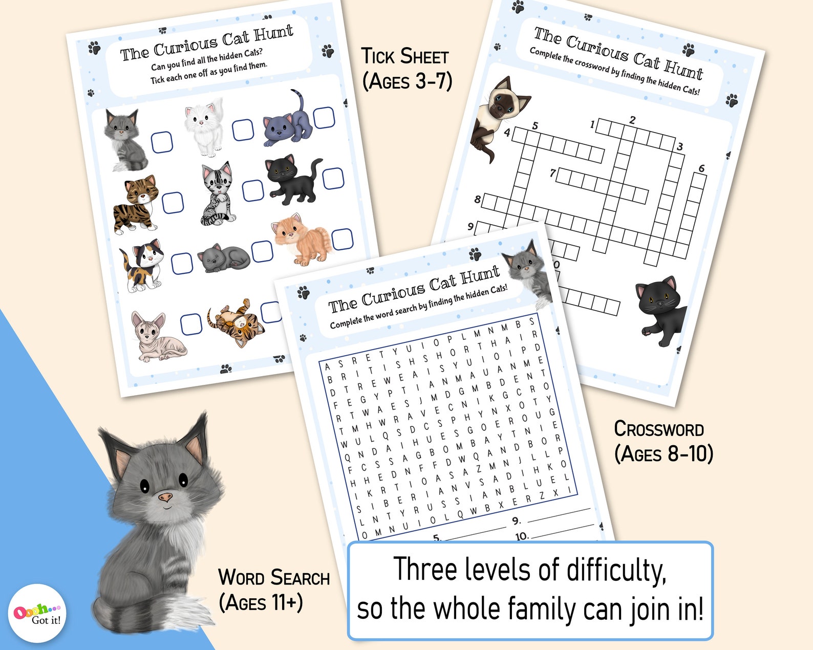 Kitty Cat Picture Scavenger Hunt, a Printable Hide & Seek Game for Kids ...