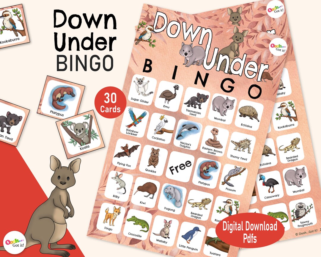 Australian Animals Bingo - a Printable Game With Aussie & New Zealand ...