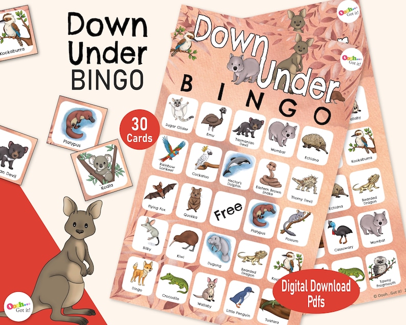 Australian Animals Bingo - a Printable Game With Aussie & New Zealand ...
