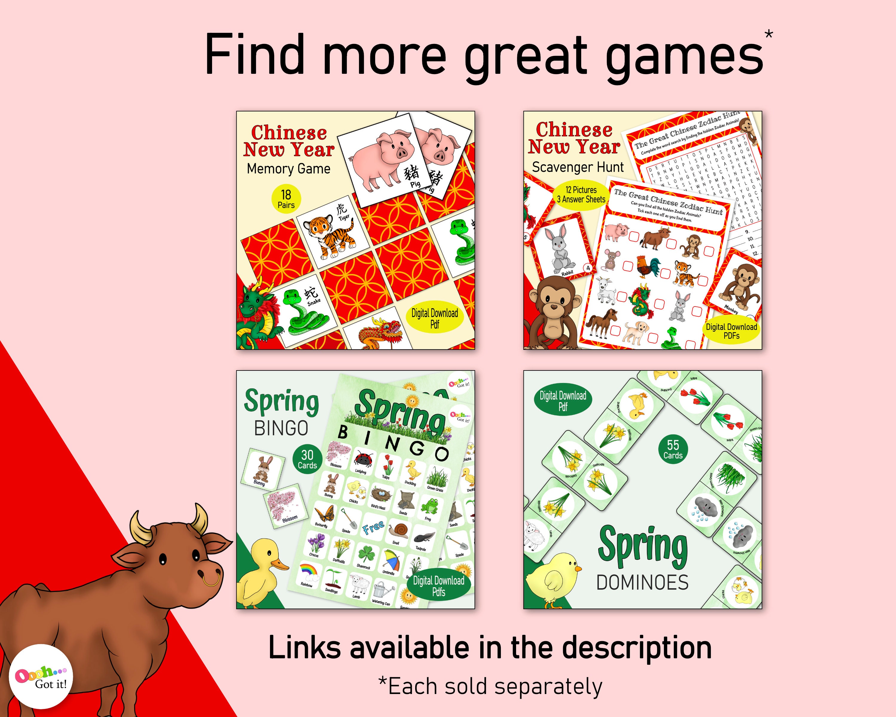 Chinese New Year Bingo Cards, a Printable Lunar New Year Party Game for ...