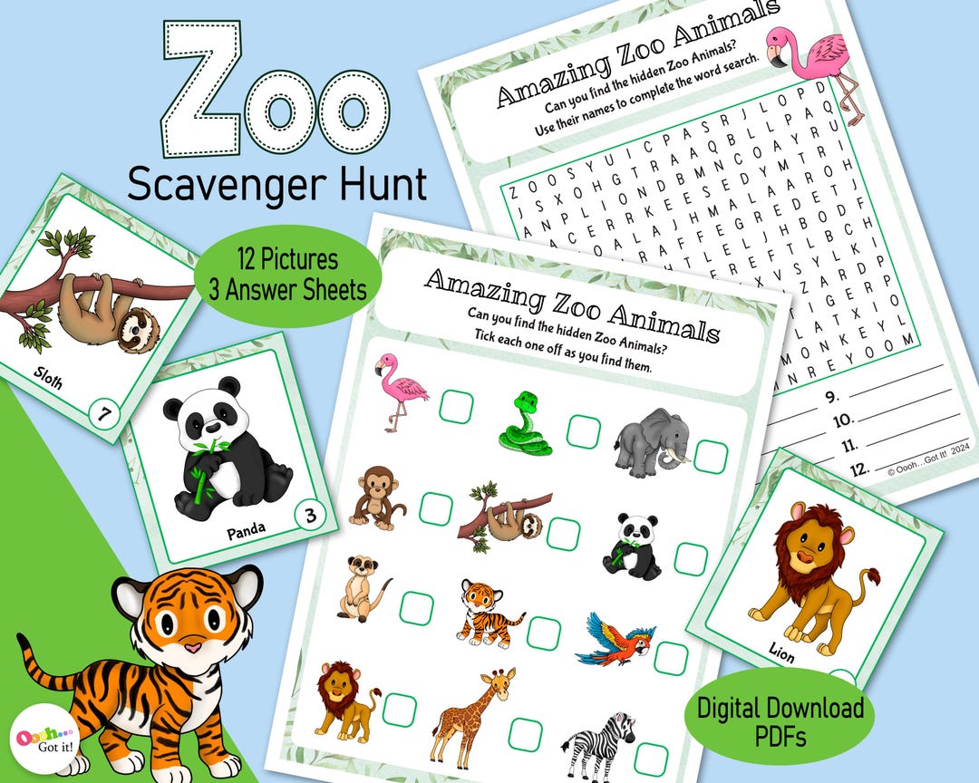 Zoo Animal Scavenger Hunt – A Printable Picture Game for Kids, Perfect ...