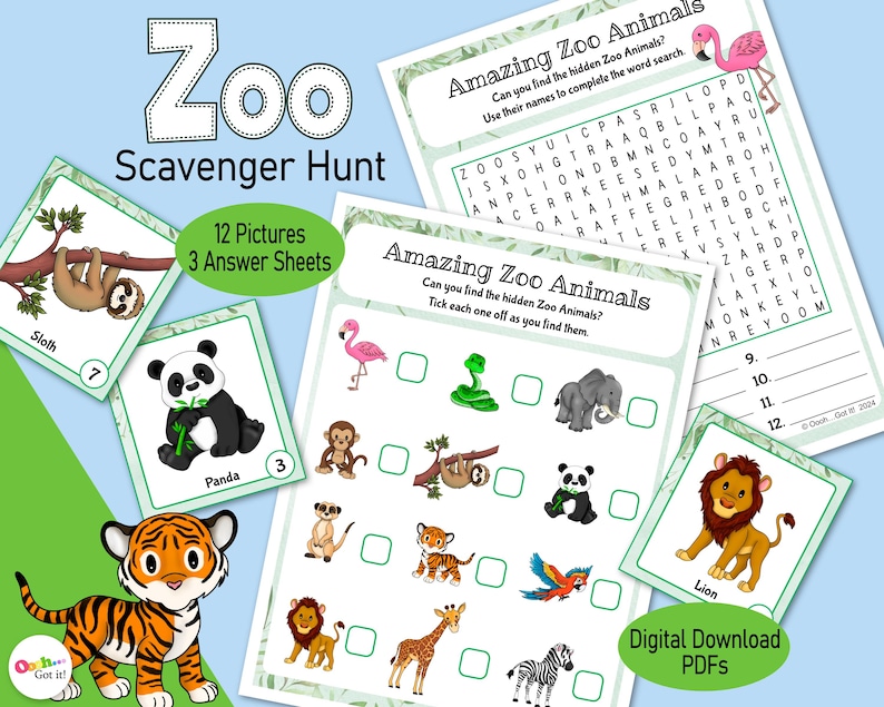 Zoo Animal Scavenger Hunt – A Printable Picture Game for Kids, Perfect ...