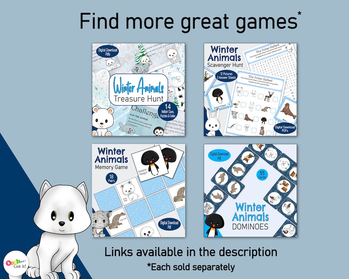Winter Animals Bingo, a Printable Snowy Day, Frosty Kids Activity, for ...
