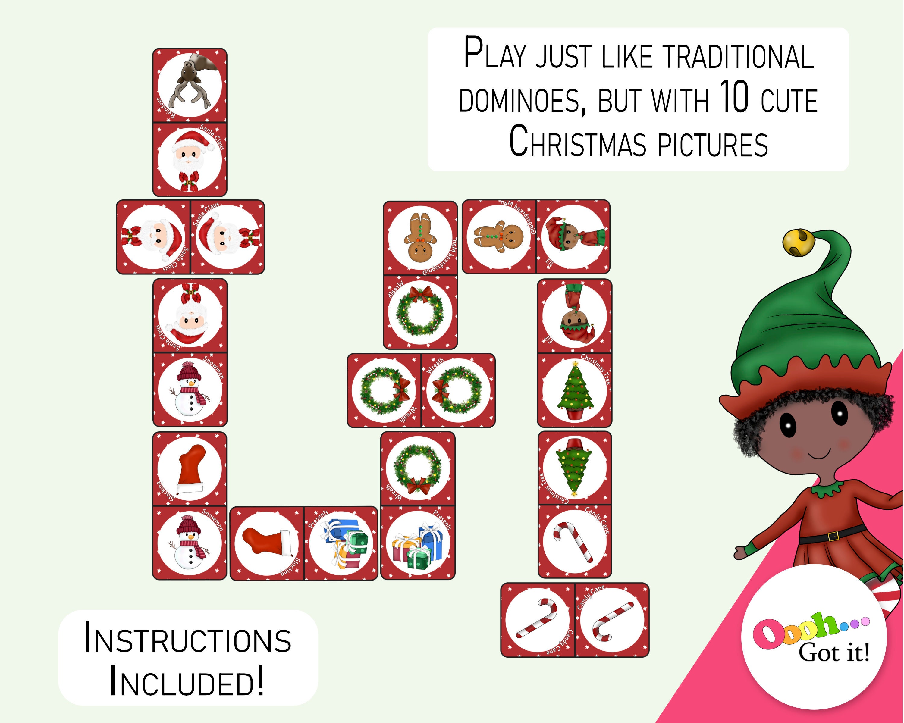 Christmas Dominoes a Printable Game for Christmas Eve Xmas - Etsy UK