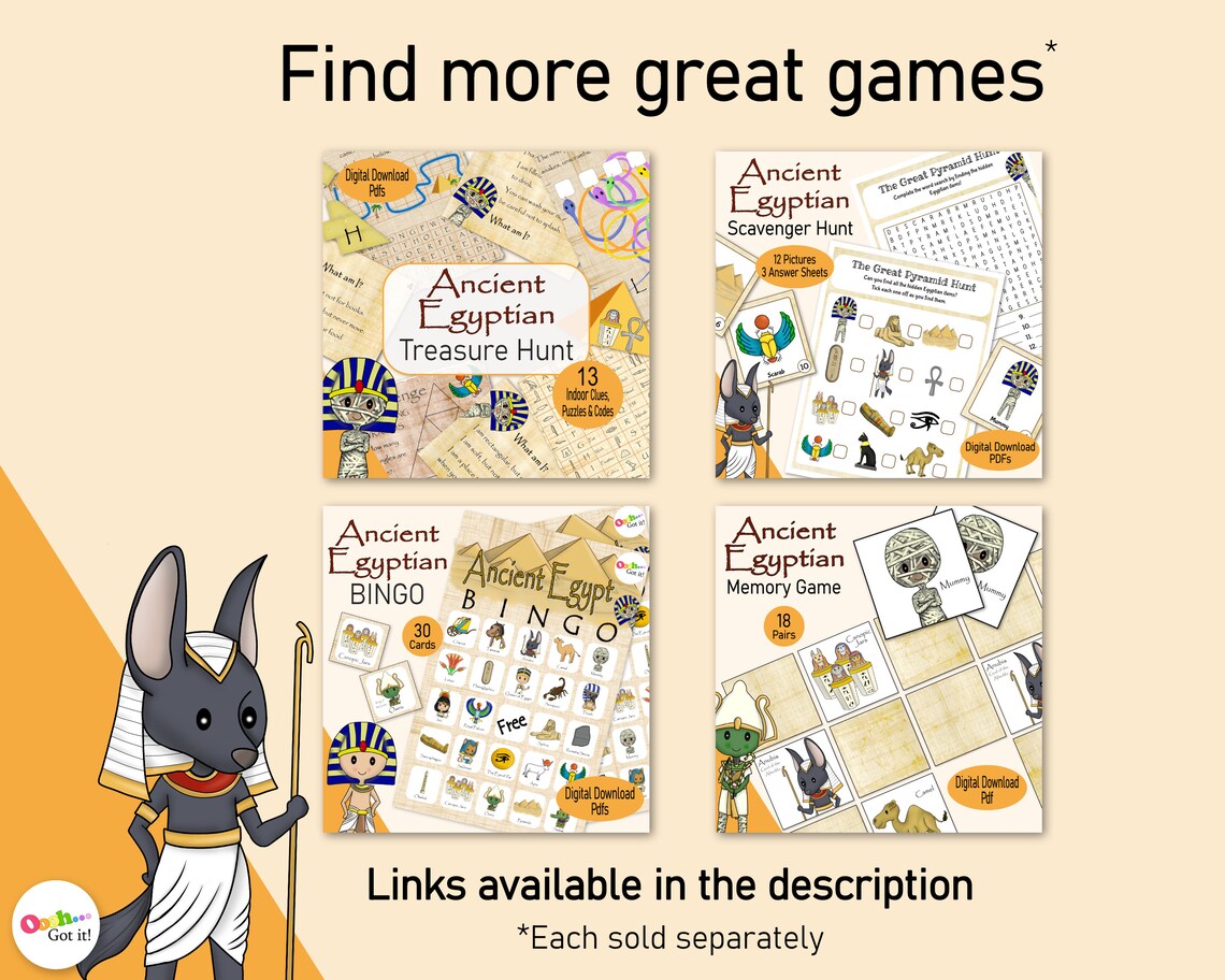 Ancient Egyptian Dominoes, a Printable Mummy Party Favor, Boy's ...