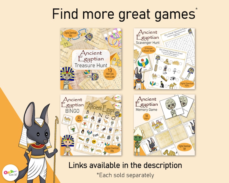 Ancient Egyptian Dominoes, a Printable Mummy Party Favor, Boy's ...