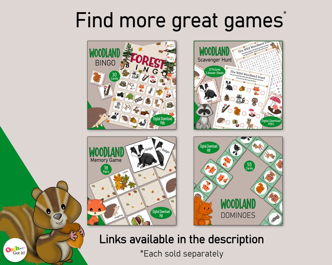 Woodland Animals Dominoes, a Printable Autumn Tile Game for Kids, a ...