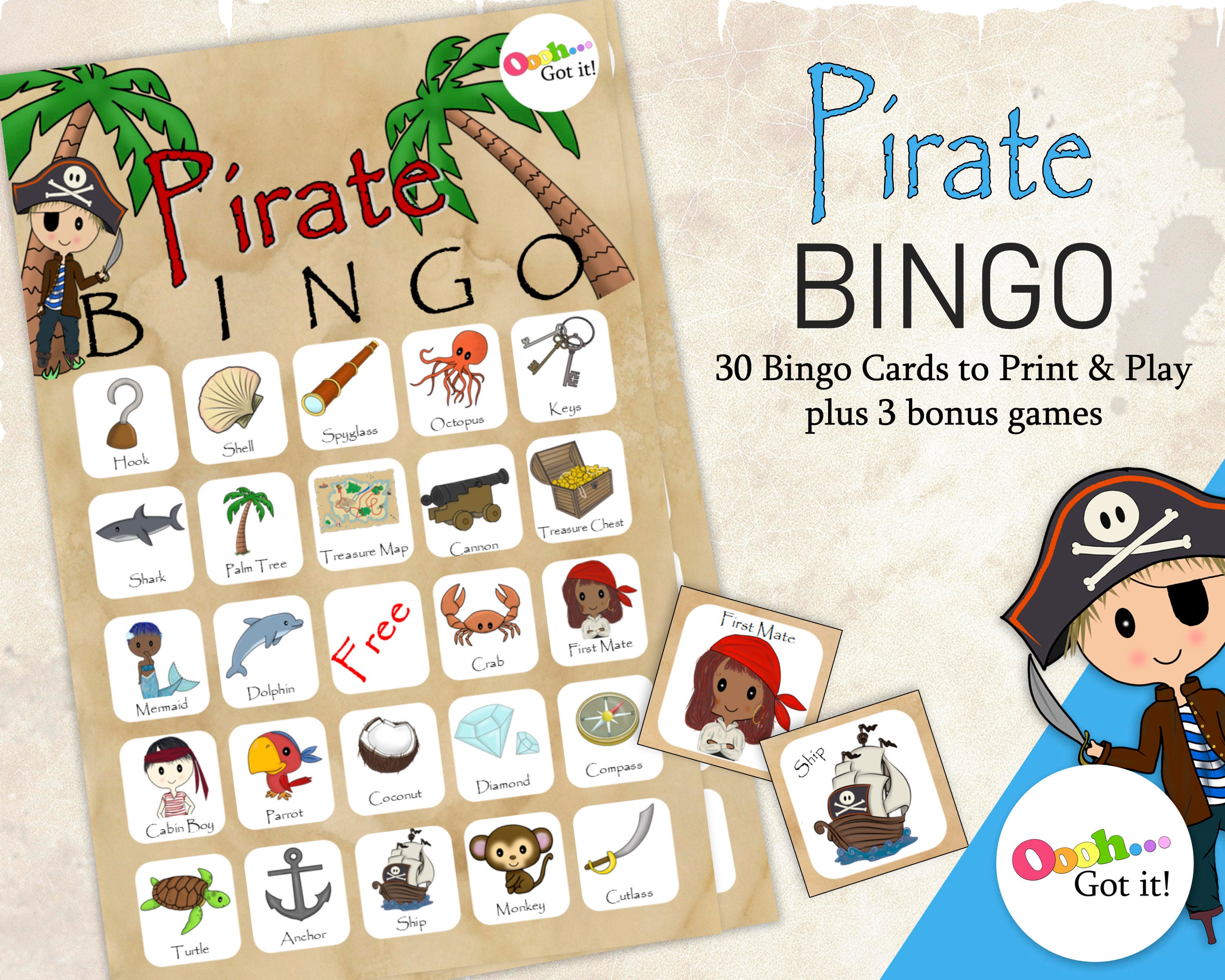 Pirate Bingo Game a Printable Kids Activity for a Pirate - Etsy UK