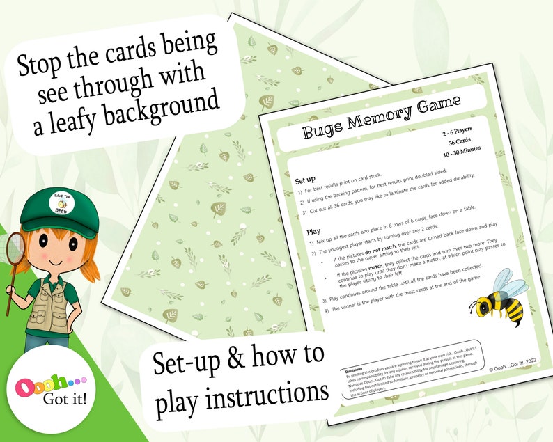 Bug Memory Cards a Printable Creepy Crawler Picture Matching - Etsy