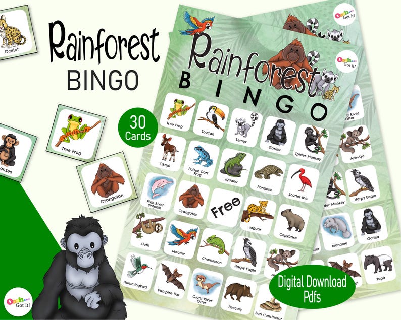 Rainforest Animal Bingo – A Fun Printable Jungle Wildlife Game for Kids ...