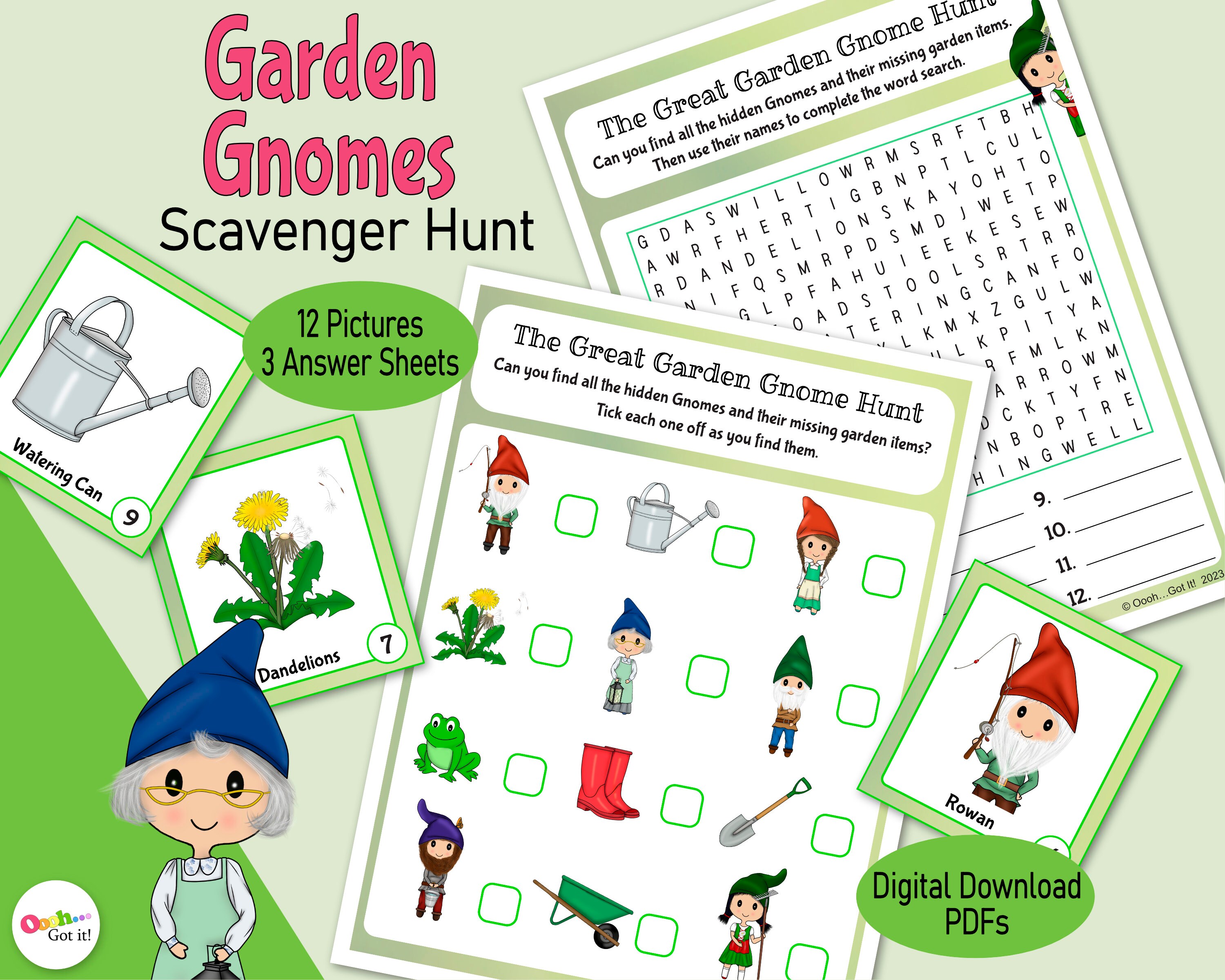 Gnome Scavenger Hunt a Printable Garden Picture Matching Game - Etsy