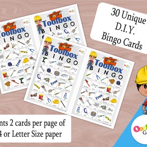 Toolbox Bingo a Printable Construction Party Game 30 Bingo - Etsy