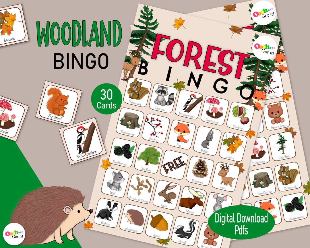 Woodland Animal Bingo Cards, a Printable Autumn Forest Game, for a ...