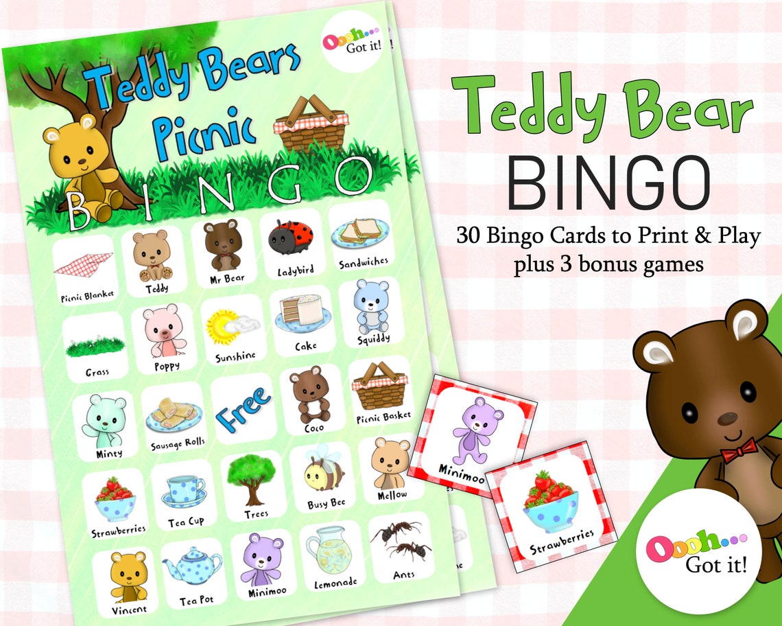 Teddy Bears Picnic Bingo a Printable Baby Shower or 1st - Etsy