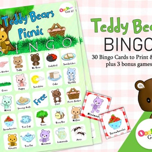 Teddy Bears Picnic Bingo a Printable Baby Shower or 1st - Etsy