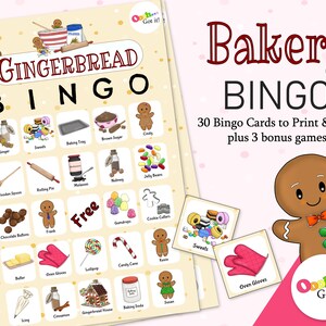 Gingerbread Bakery Bingo a Printable Christmas Baking Party - Etsy