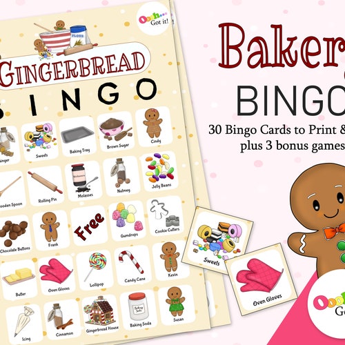 Gingerbread Bakery Bingo a Printable Christmas Baking Party - Etsy
